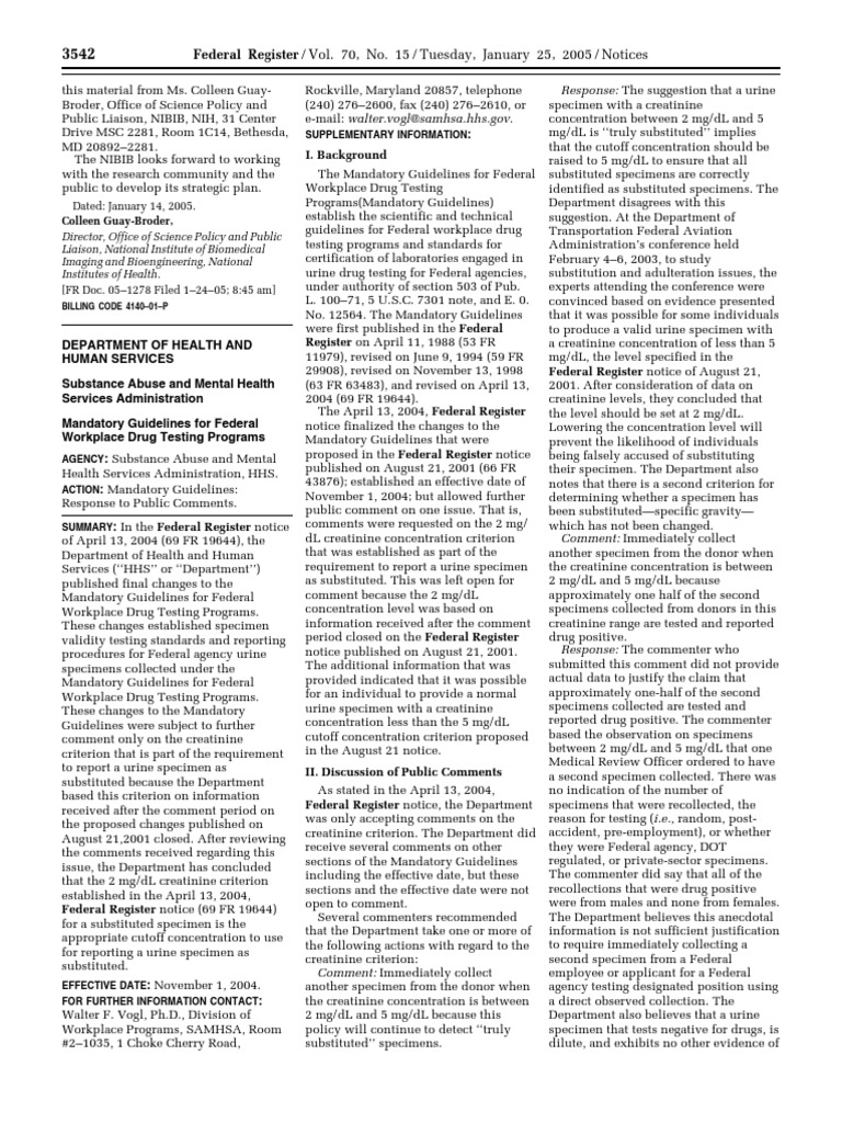 Notice: Federal Workplace Drug Testing Programs Mandatory Guidelines ...
