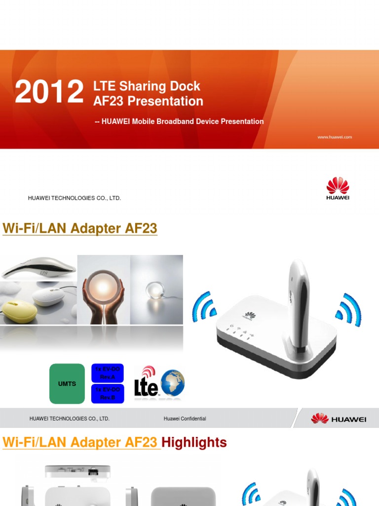 Huawei AF23 LTE Sharing Dock Overview | PDF | Wi Fi | Lte ...