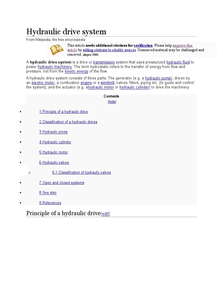 Hydraulic Drive System PDF Transmission Mechanics Machines