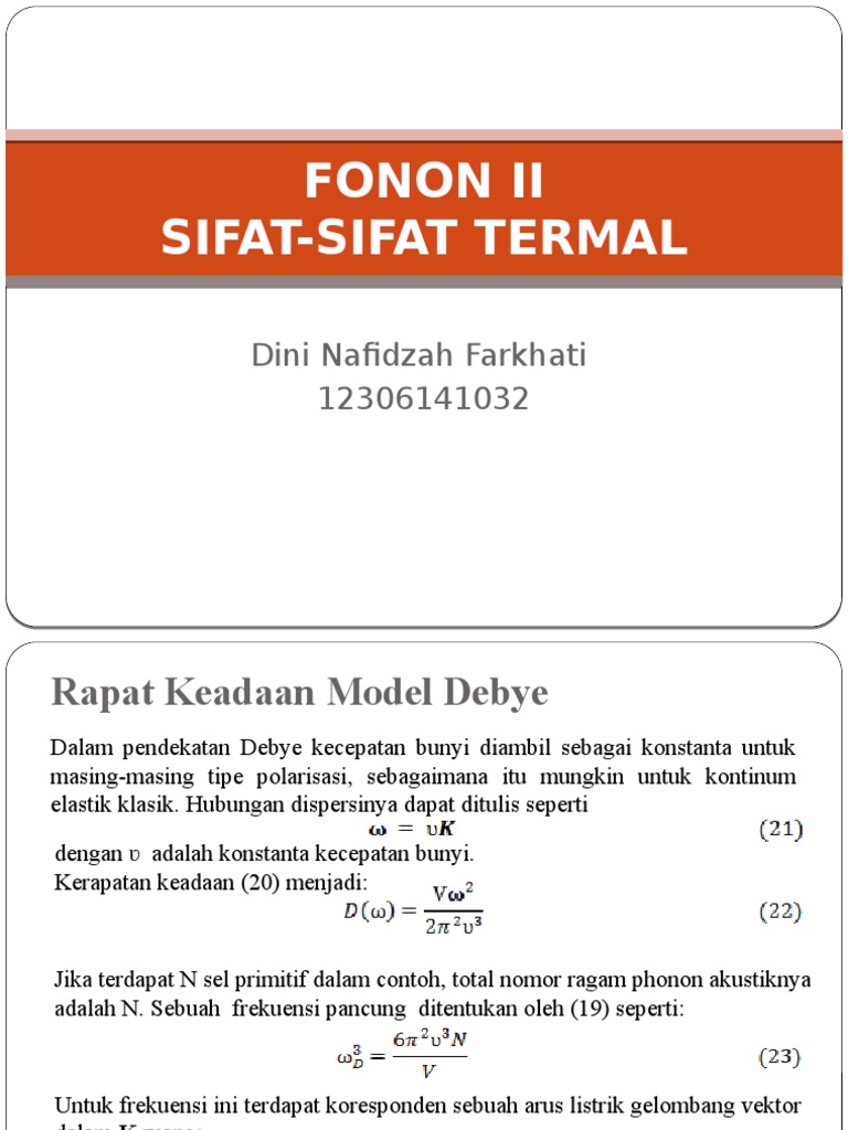 FONON II Model Debye | PDF