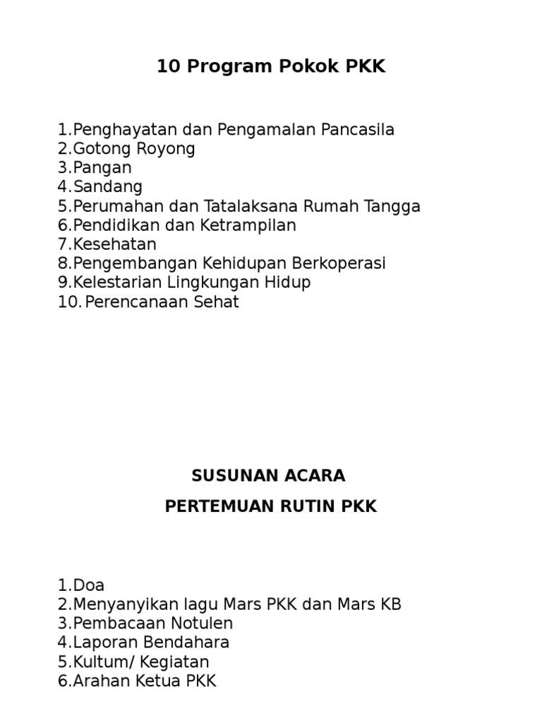 10 Program Pokok PKK | PDF