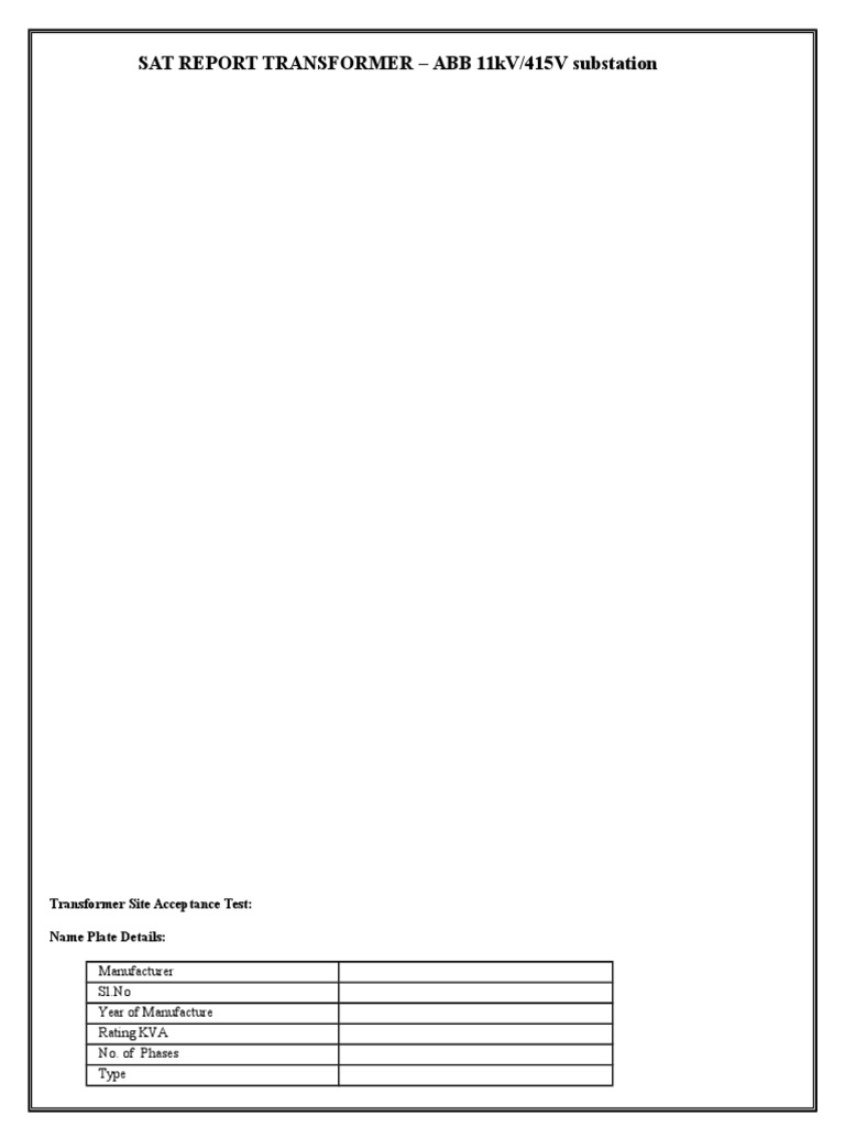 Trafo Test Report | PDF | Electrical Substation | Transformer