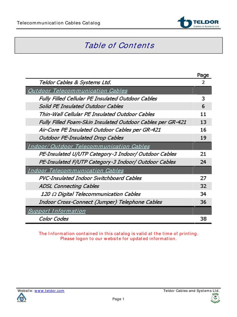 Tec Telecom Catalogue | PDF | Cable | Insulator (Electricity)