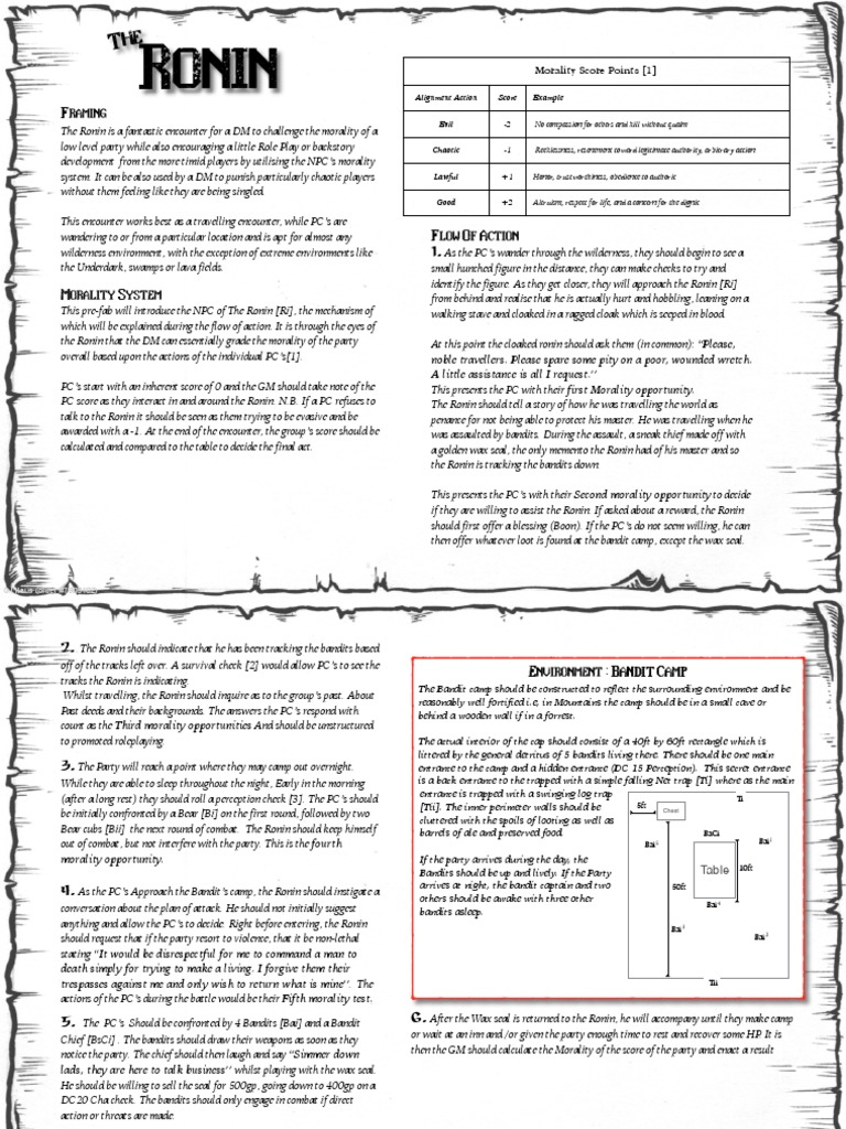 The Ronin - A Prefab Encounter (D&D 5e) (7806182) | PDF | Leisure