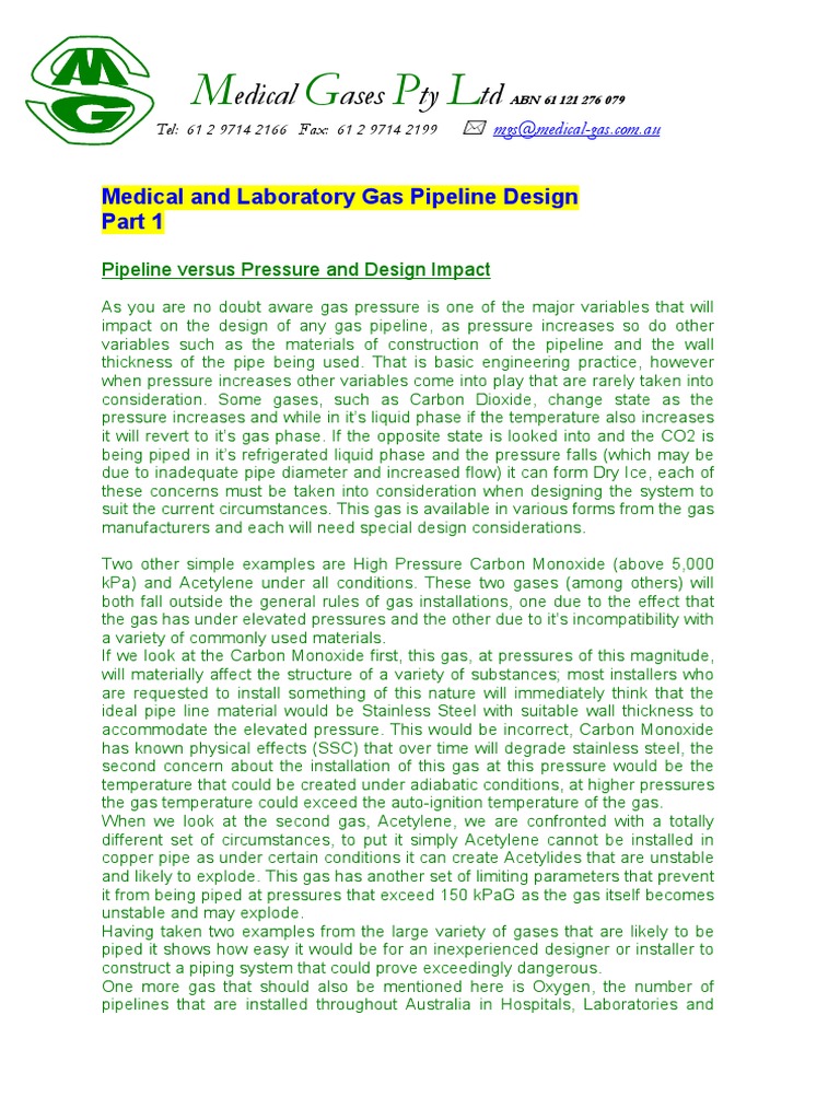 Medical and Laboratory Gas Pipeline Design Part 1 | PDF | Pipeline ...