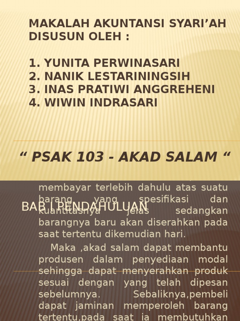 Psak 103 Akad Salam | PDF | Pengelolaan Keuangan & Uang