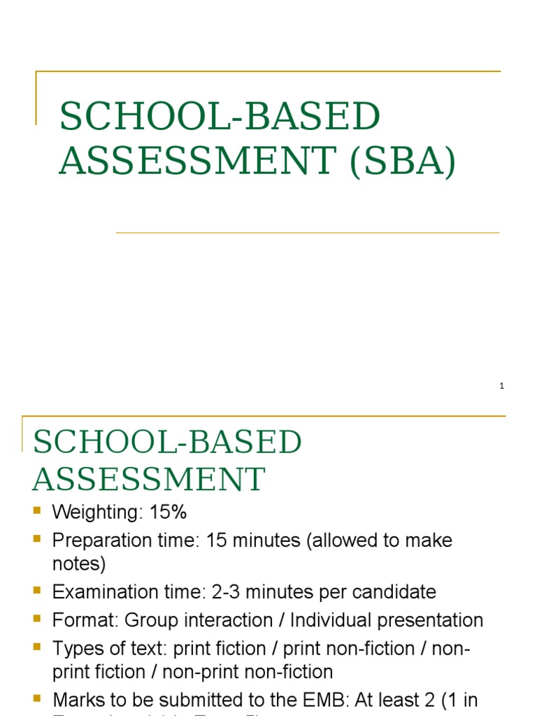 School-Based Assessment (Sba) | PDF | Educational Assessment And ...