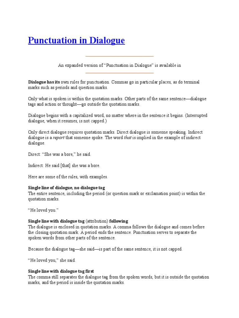 Punctuation in Dialogue | PDF | Punctuation | Quotation Mark