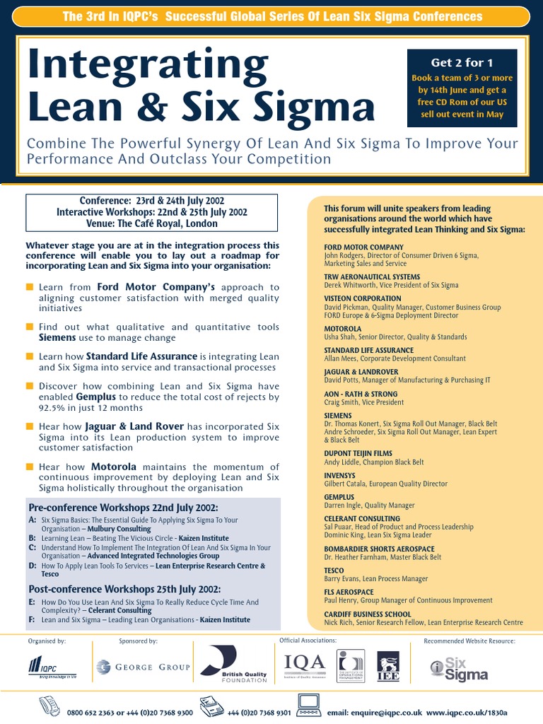Integrating Lean & Six Sigma | PDF | Lean Manufacturing | Design For Six Sigma
