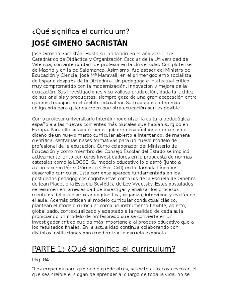 ¿Qué es el currículum educativo? | PDF | Plan de estudios | Ciencia ...