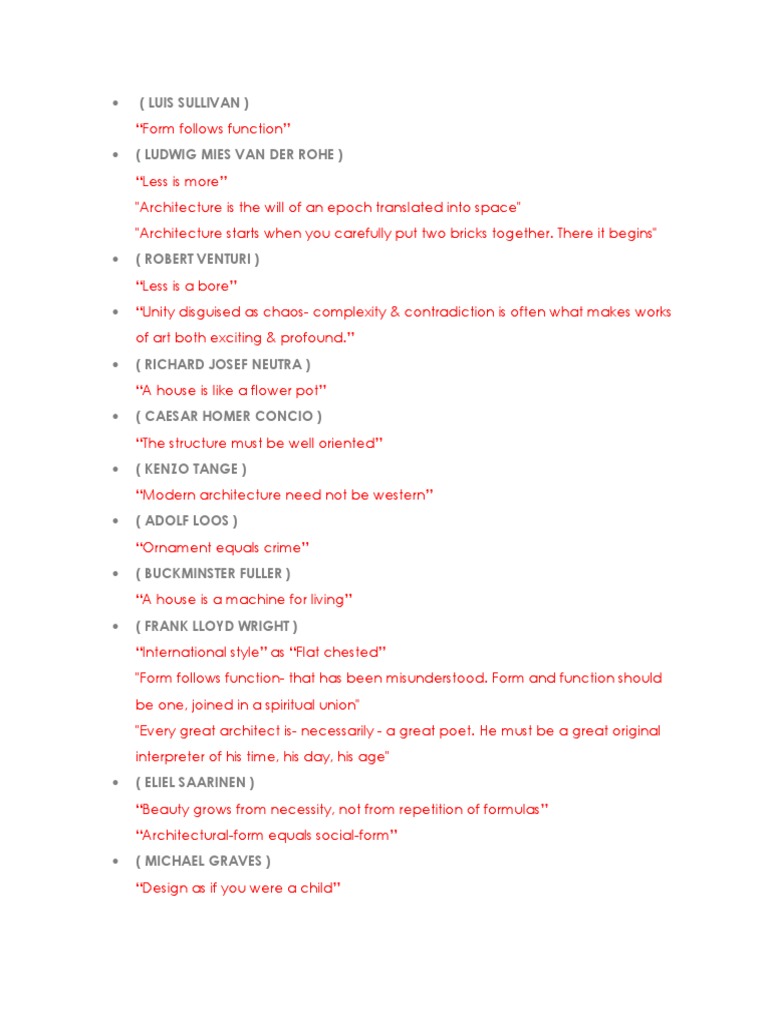 Famous Architects' Dictums Explained | PDF