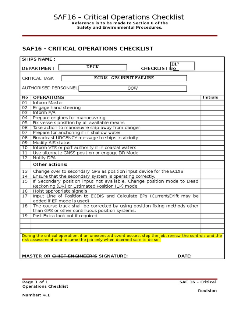 D17 ECDIS - GPS Input Failure