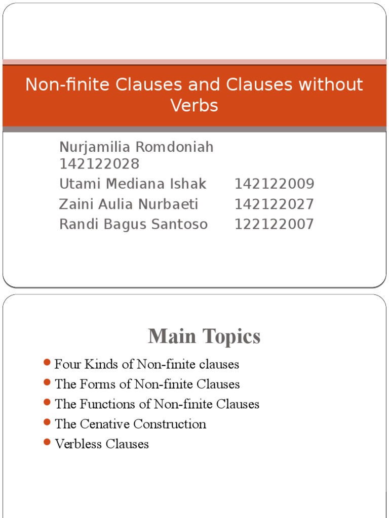 An In-Depth Look at Non-Finite Clauses and Verbless Clauses | PDF | Verb | Clause