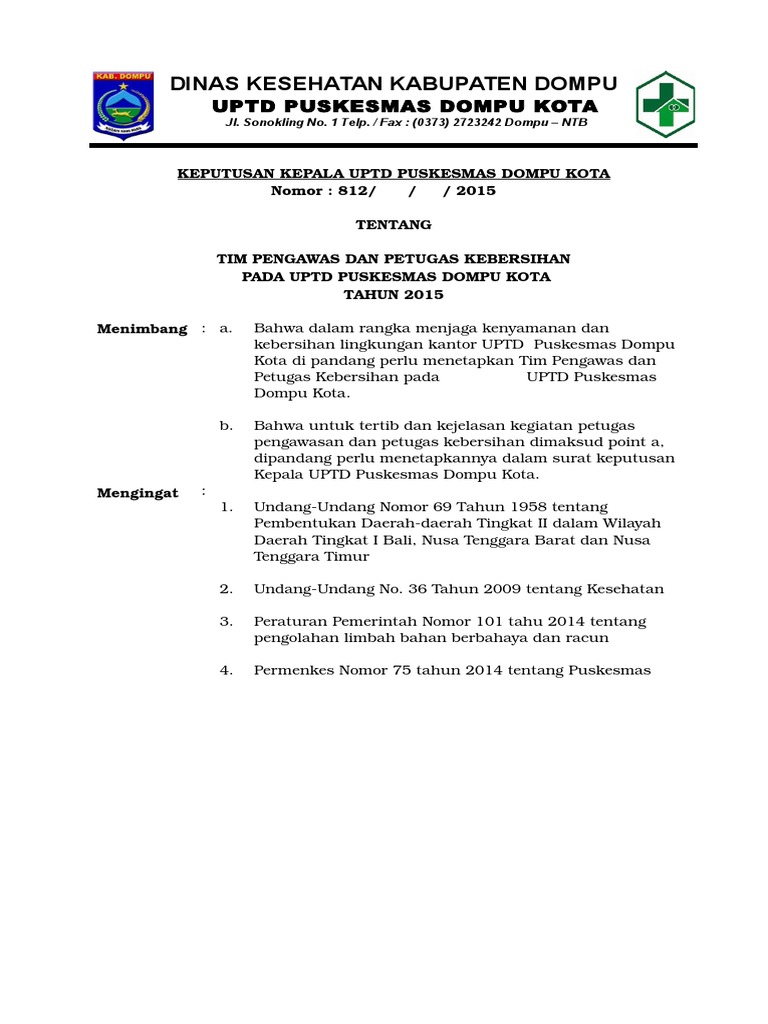 Contoh Sk Tenaga Kebersihan Sekolah - Easy Study