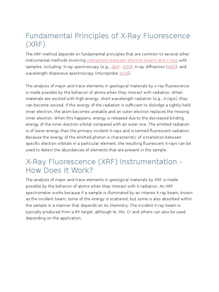 Fundamental Principles of X-Ray Fluorescence (XRF) : Interactions ...