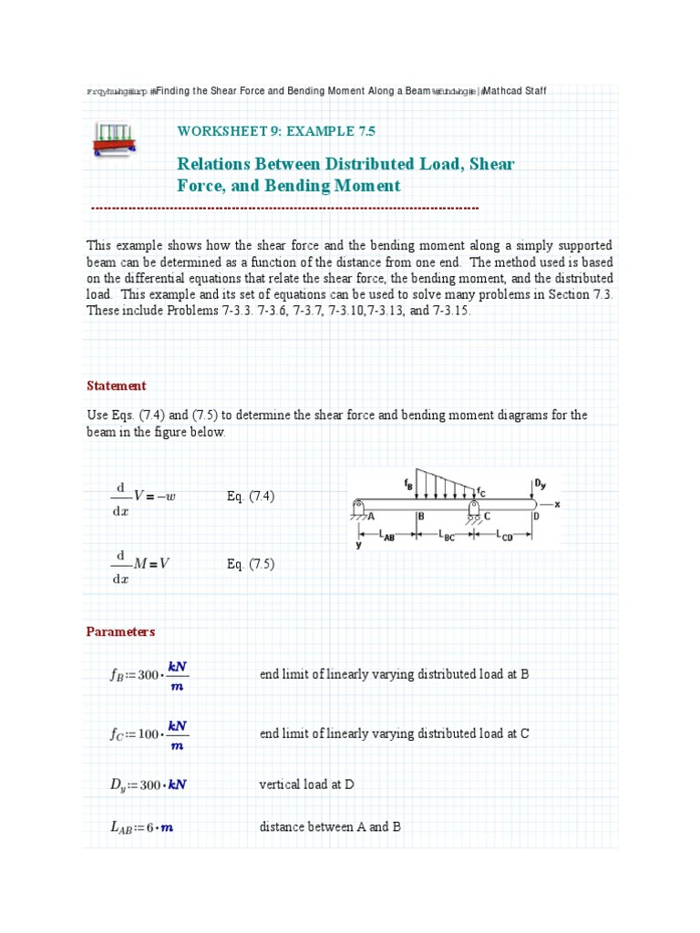 Relations Between Distributed Load Shear Force and Bending Moment | PDF ...