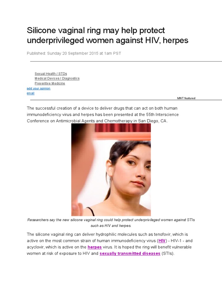 New Silicone Vaginal Ring May Help Protect Vulnerable Women from HIV ...