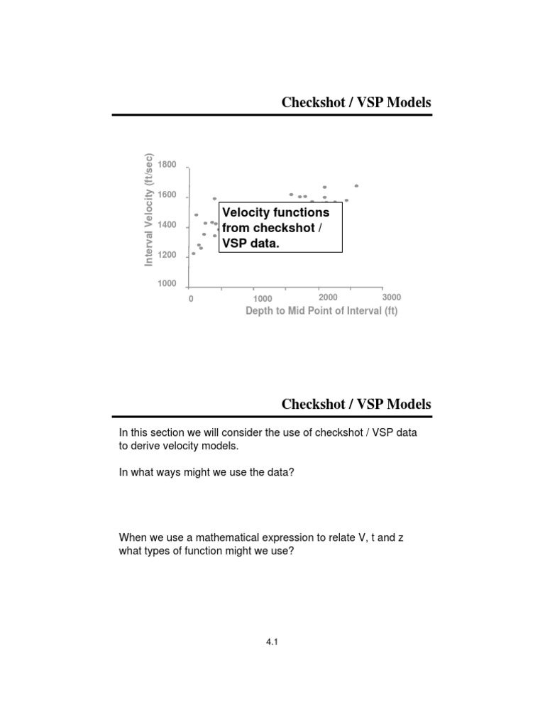 Checkshot / VSP Models | PDF | Velocity | Linear Trend Estimation
