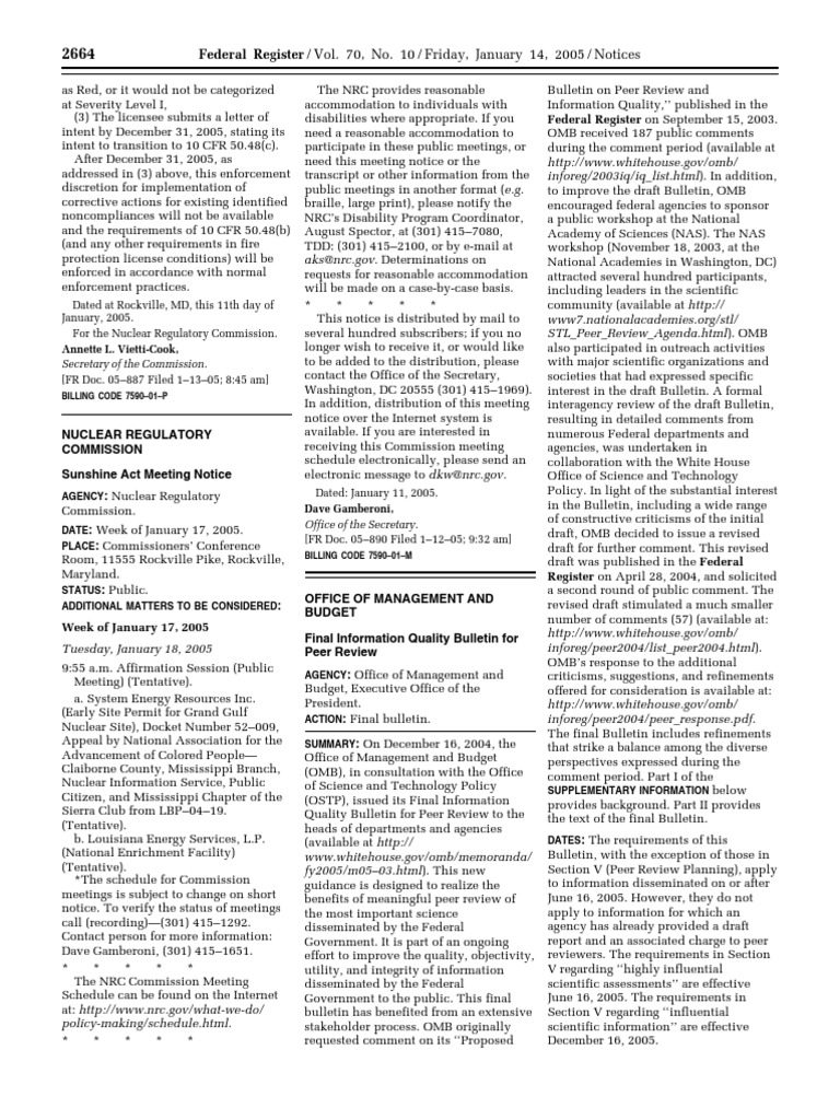 Notice: Reports and Guidance Documents Availability, Etc.: Peer Review ...