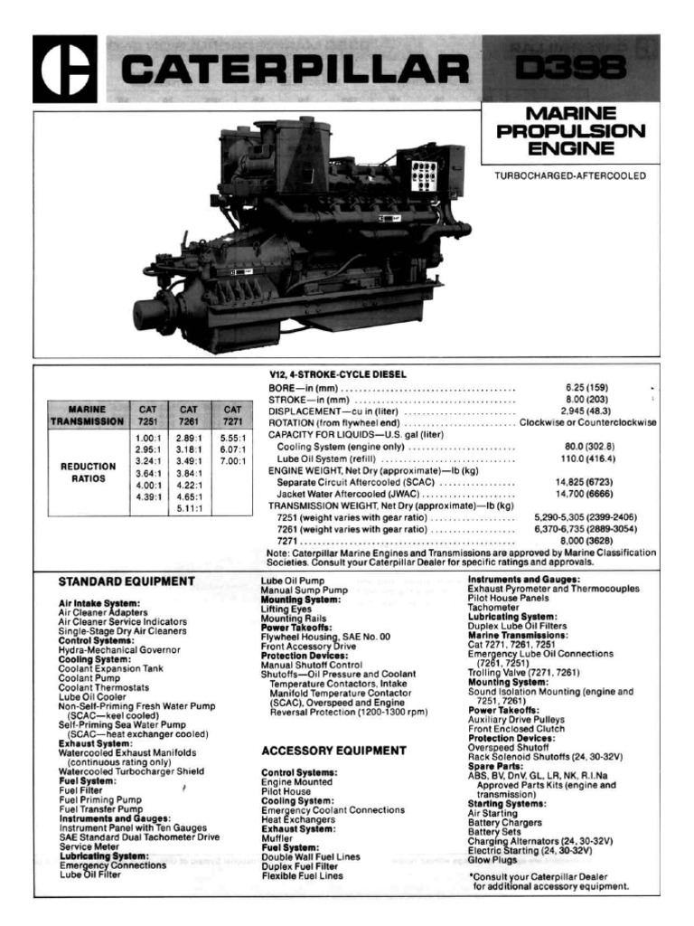 Spec Sheet - Cat D398 Marine | PDF