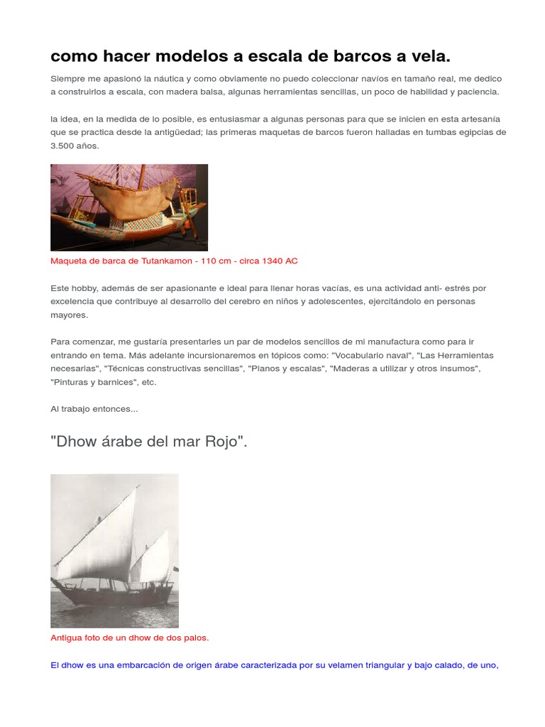 Como Hacer Modelos A Escala de Barcos A Vela | PDF | Aparejo | Buques