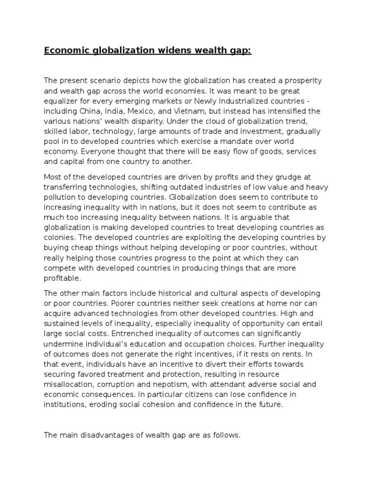 Globalization Pros and Cons | PDF | Economic Inequality | Discrimination & Race Relations