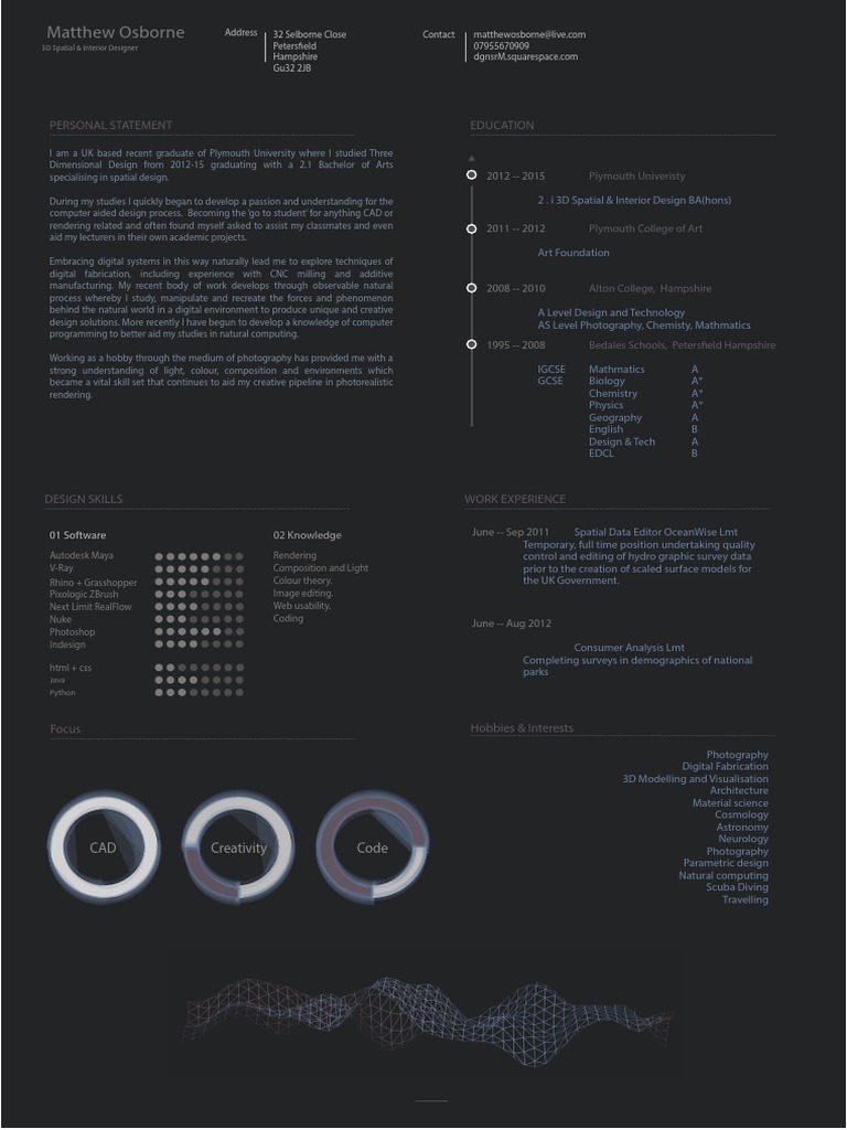 Personal Statement Education: CAD Creativity Code | PDF | 3 D Modeling ...