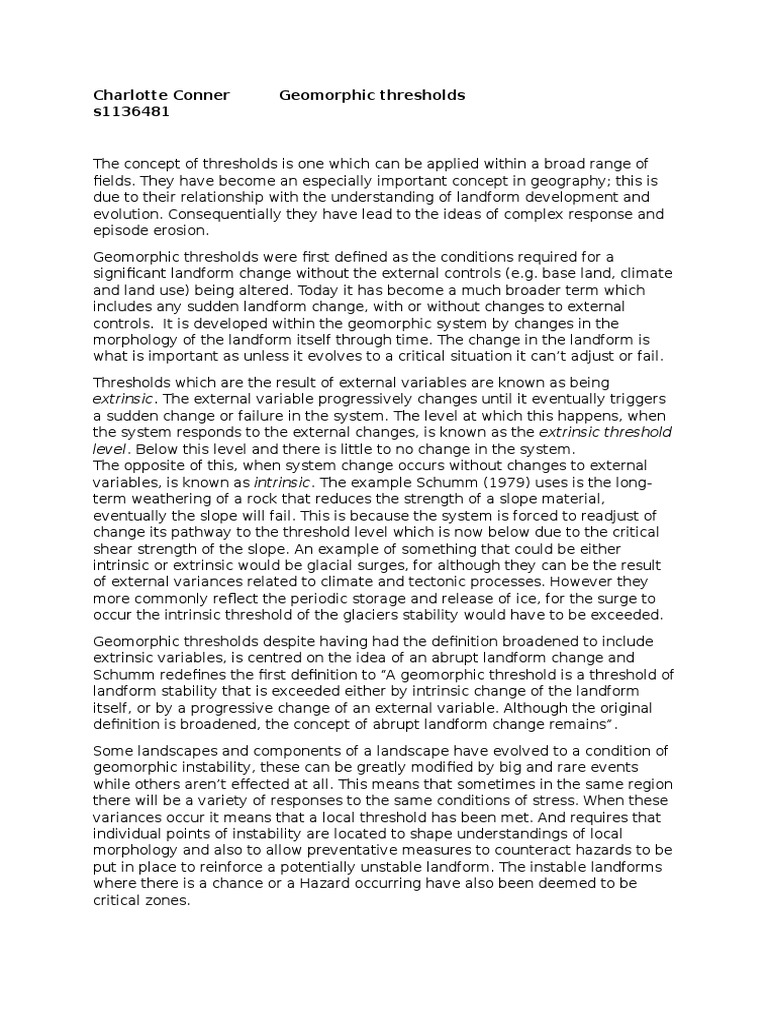 Understanding Geomorphic Thresholds and Identifying Zones of ...