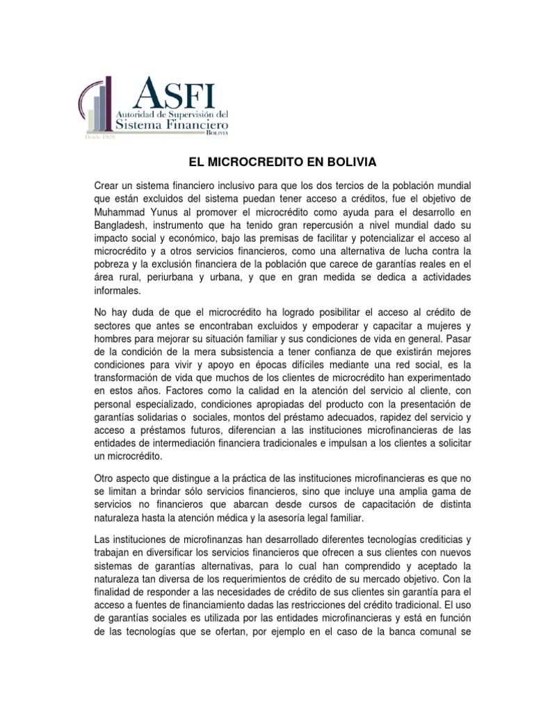El Microcredito en Bolivia | PDF | Organización no gubernamental ...