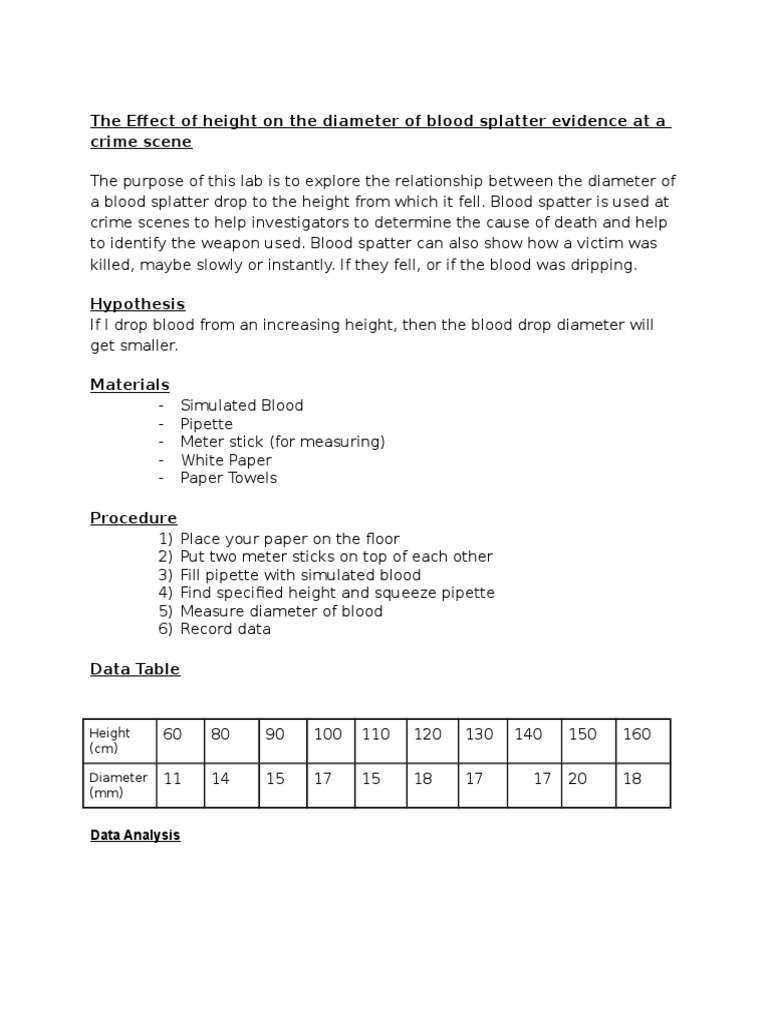 Blood Splatter Analysis by Height | PDF