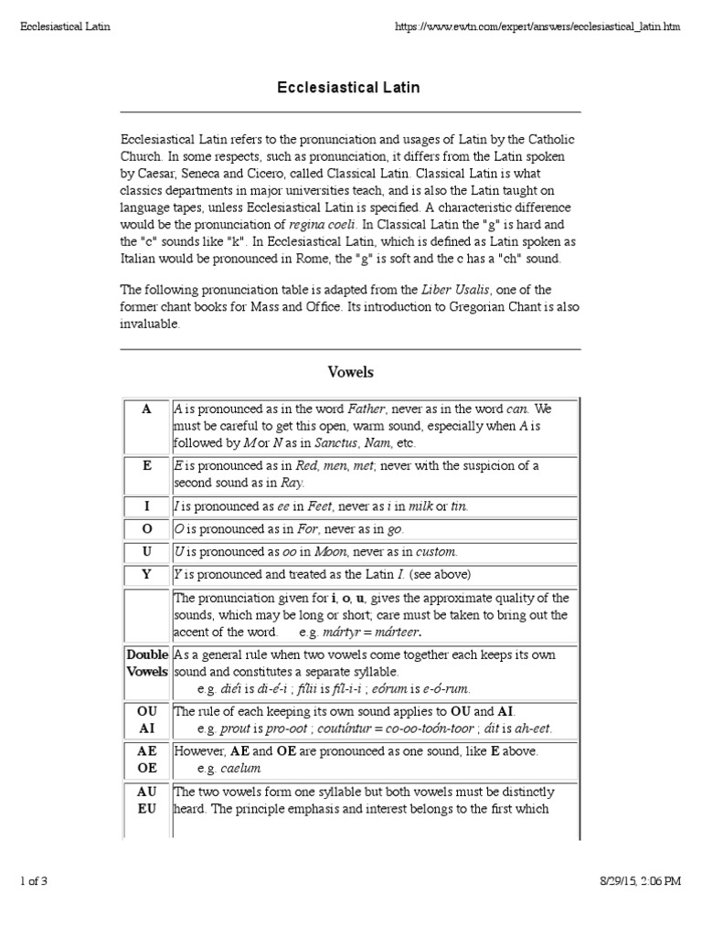 Ecclesiastical Latin | PDF | Latin | Syllable