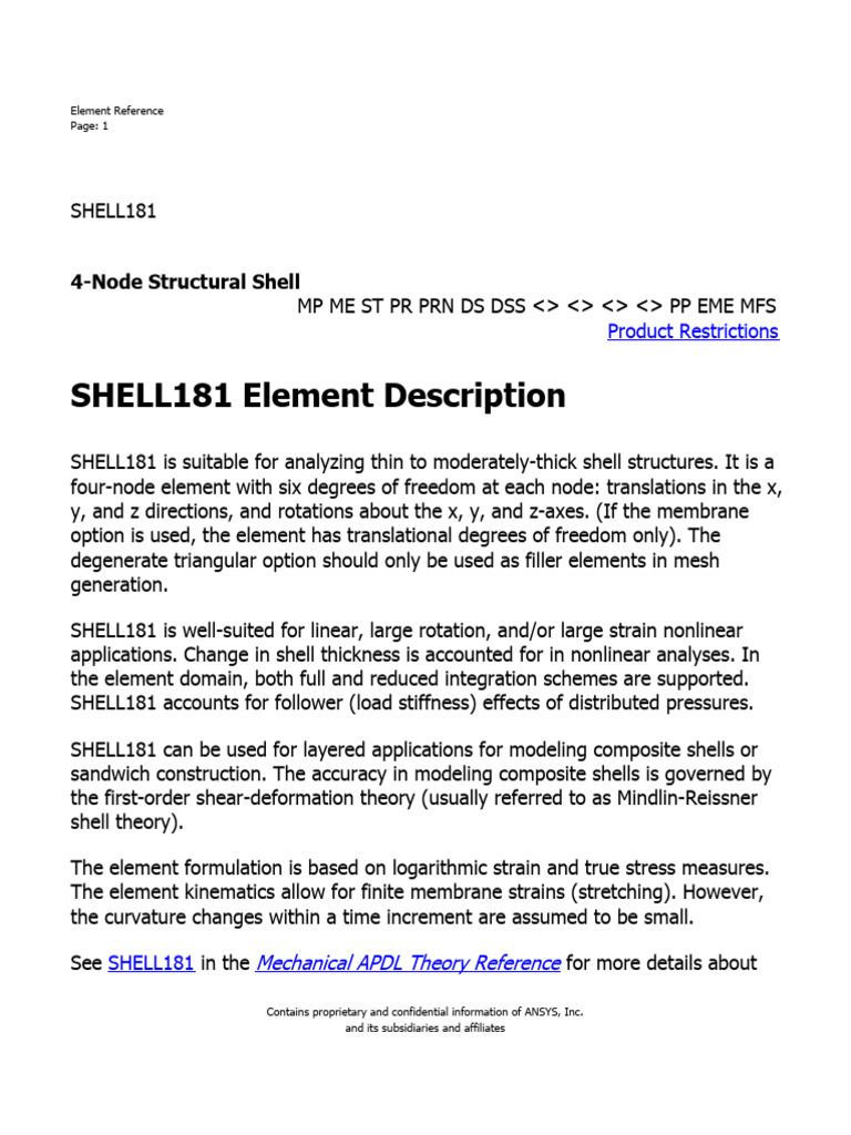 Abaqus Shell 181 Help | Download Free PDF | Elasticity (Physics ...