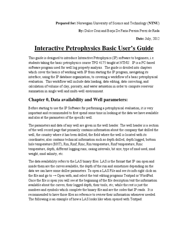 An Introduction to Interactive Petrophysics Software: A Guide for ...