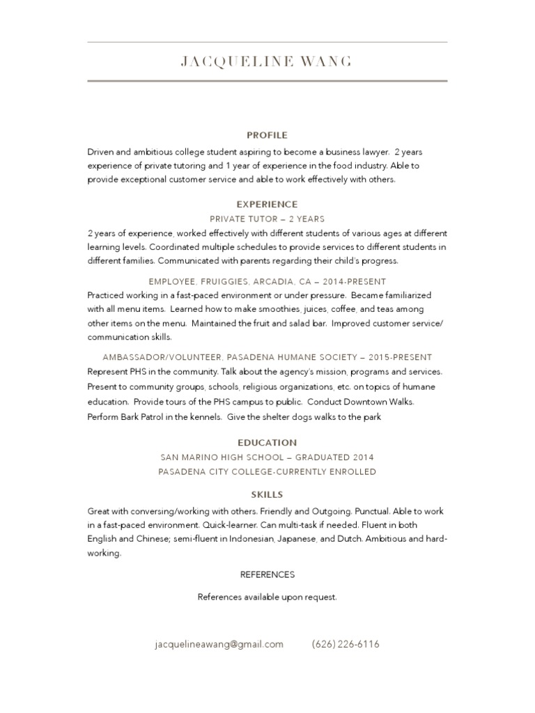 Ambitious Business Law Student Profile | PDF