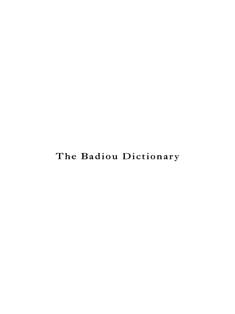 Steve Corcoran - The Badiou Dictionary | PDF | Jacques Lacan | Truth