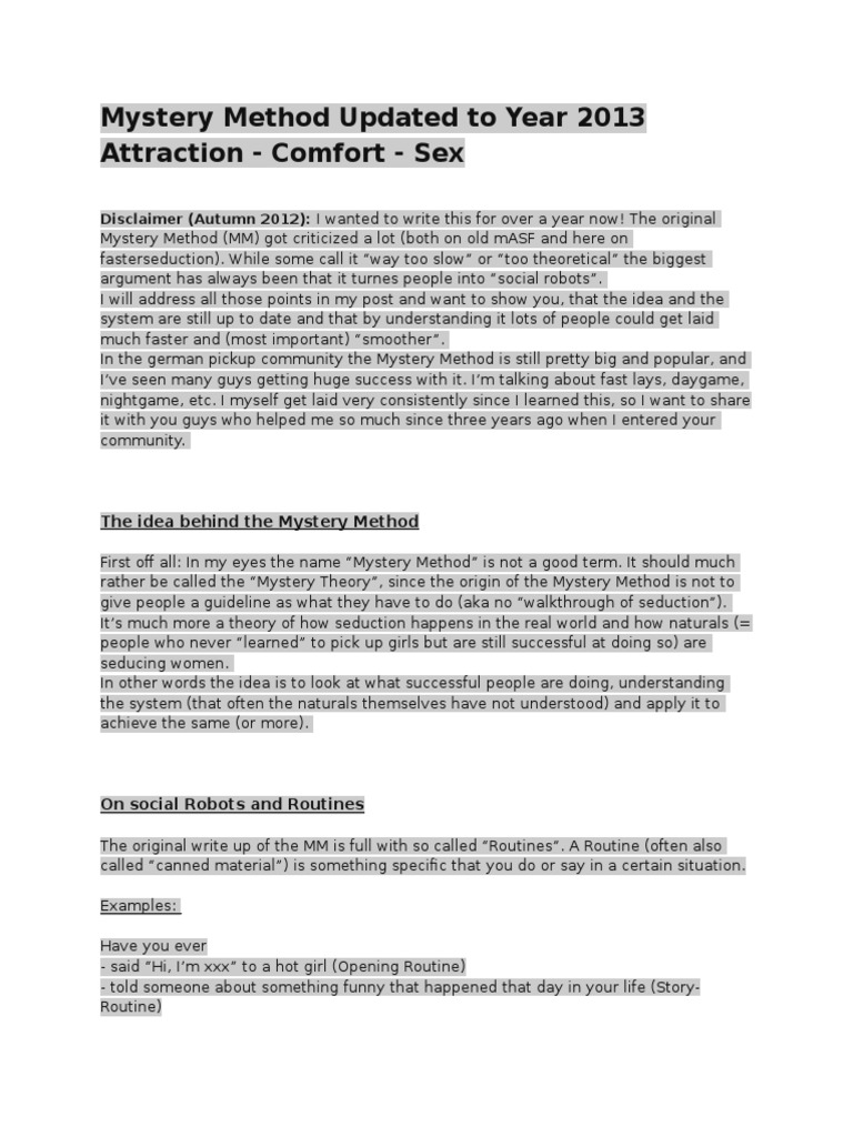 Mystery Method Updated to Year 2013 | Feeling | Seduction