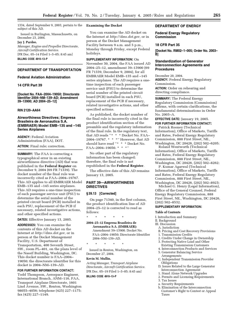 Rule: Electric Utilities (Federal Power Act) : Generator ...