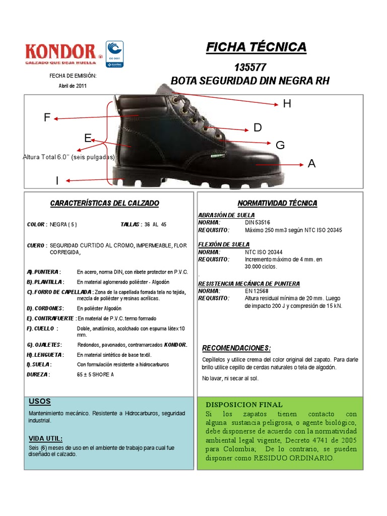 Ficha Tecnica Zapato | PDF | Tecnología