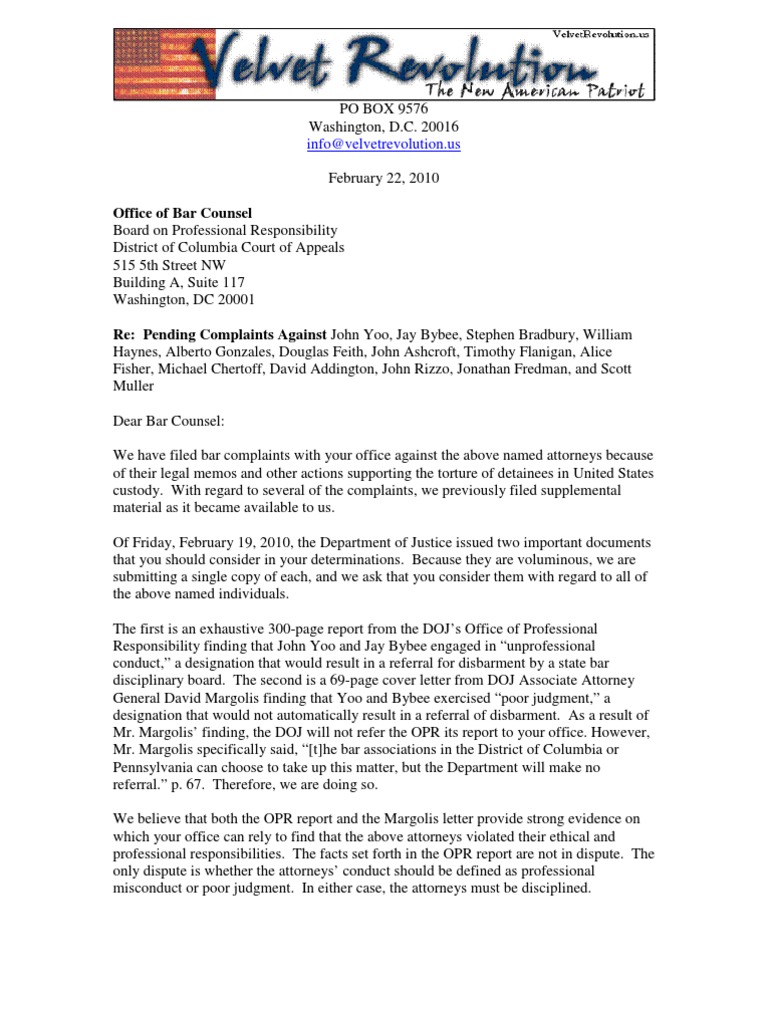 Washington DC Office of Bar Counsel Board On Professional ...