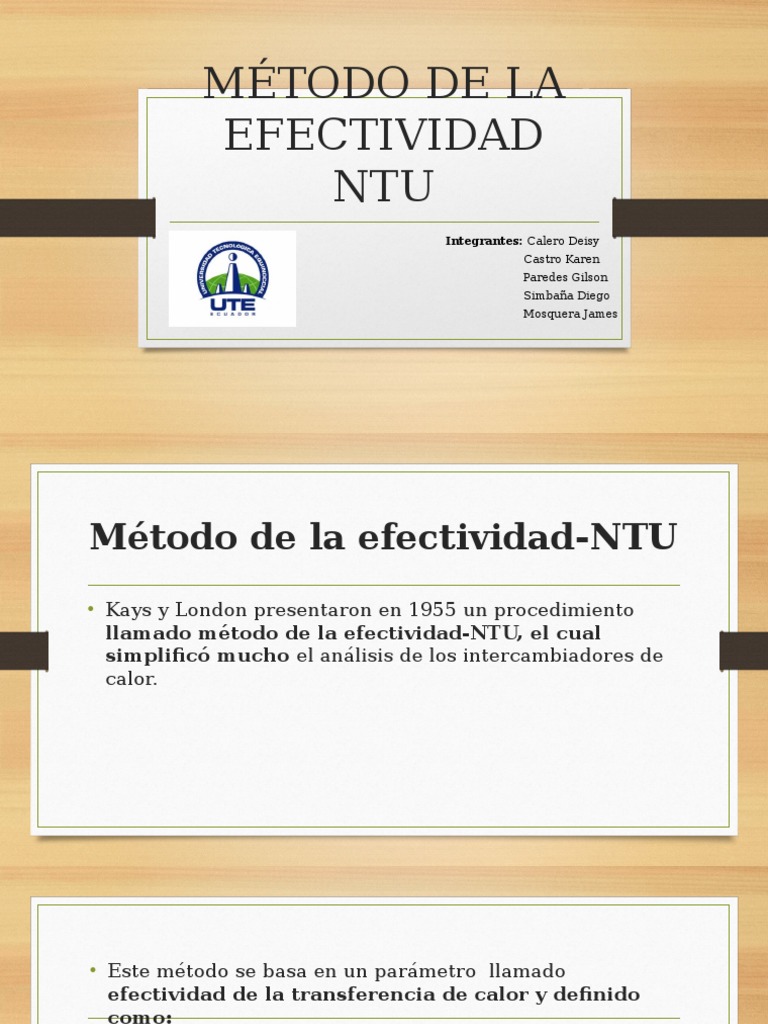 Método de La Efectividad Ntu | PDF | Intercambiador de calor | Calor