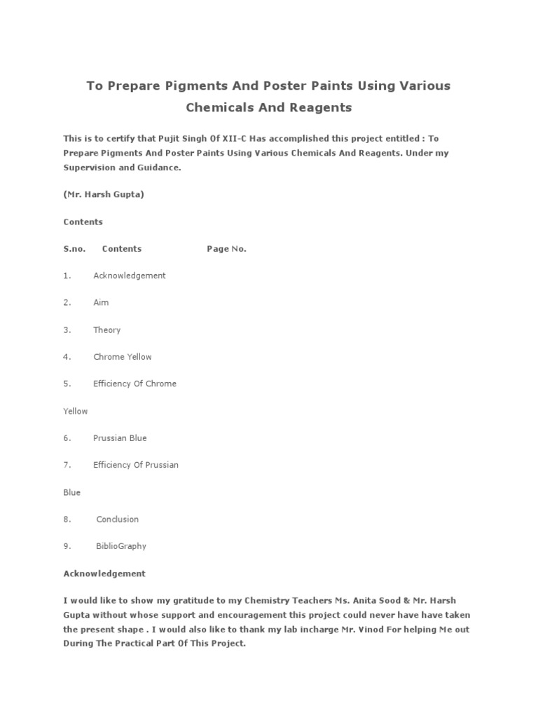 To Prepare Pigments and Poster Paints Using Various Chemicals and ...