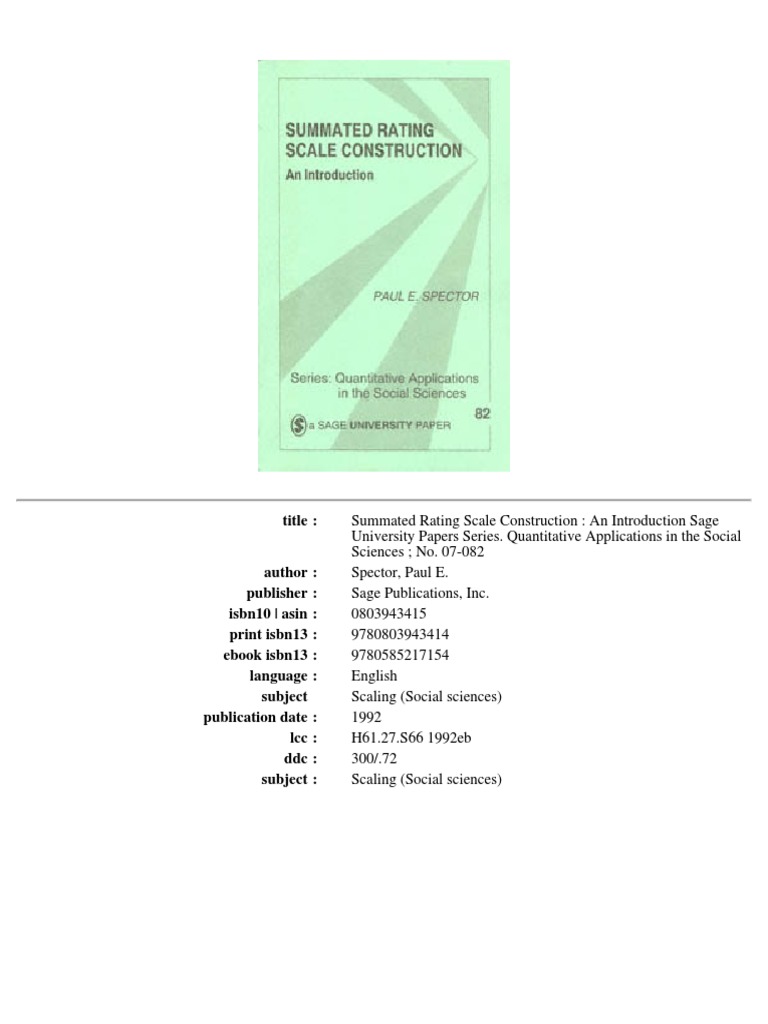 Summated Rating Scales PDF | PDF | Stress (Biology) | Theory