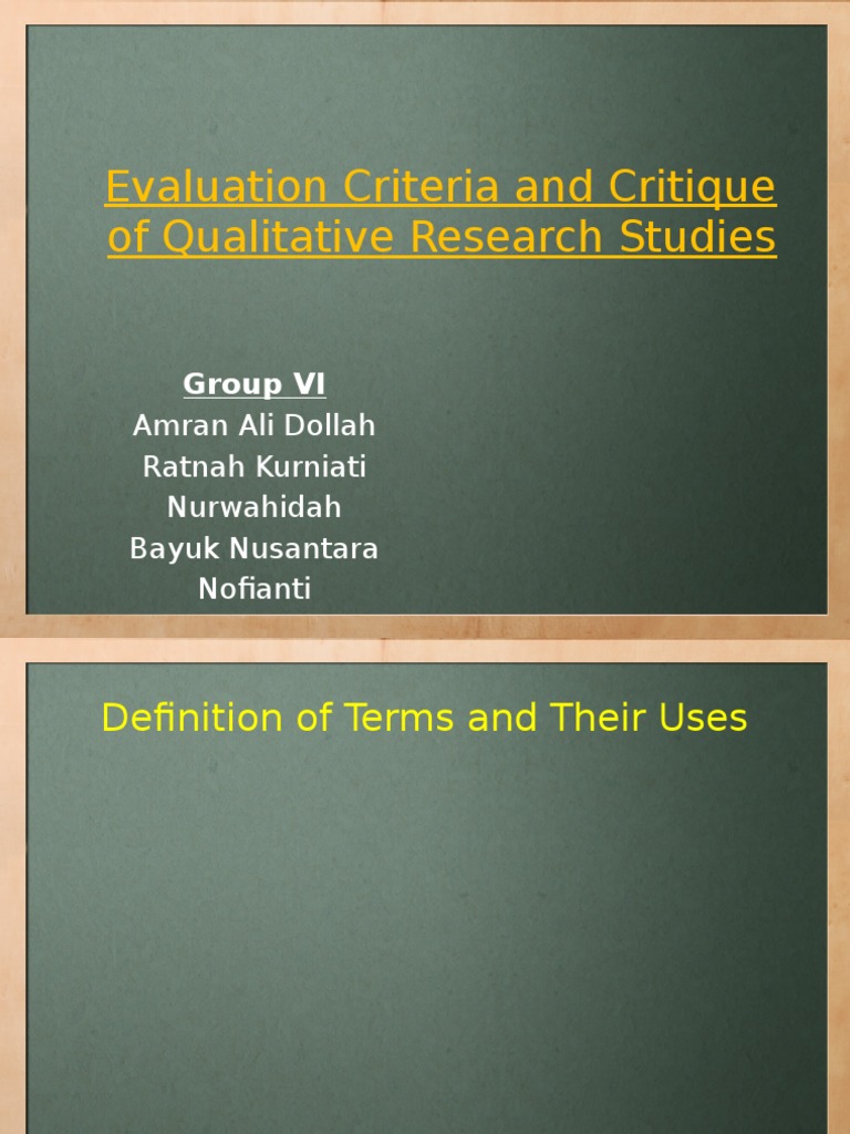 Qualitative Research Evaluation Criteria | PDF | Career & Growth | Self ...
