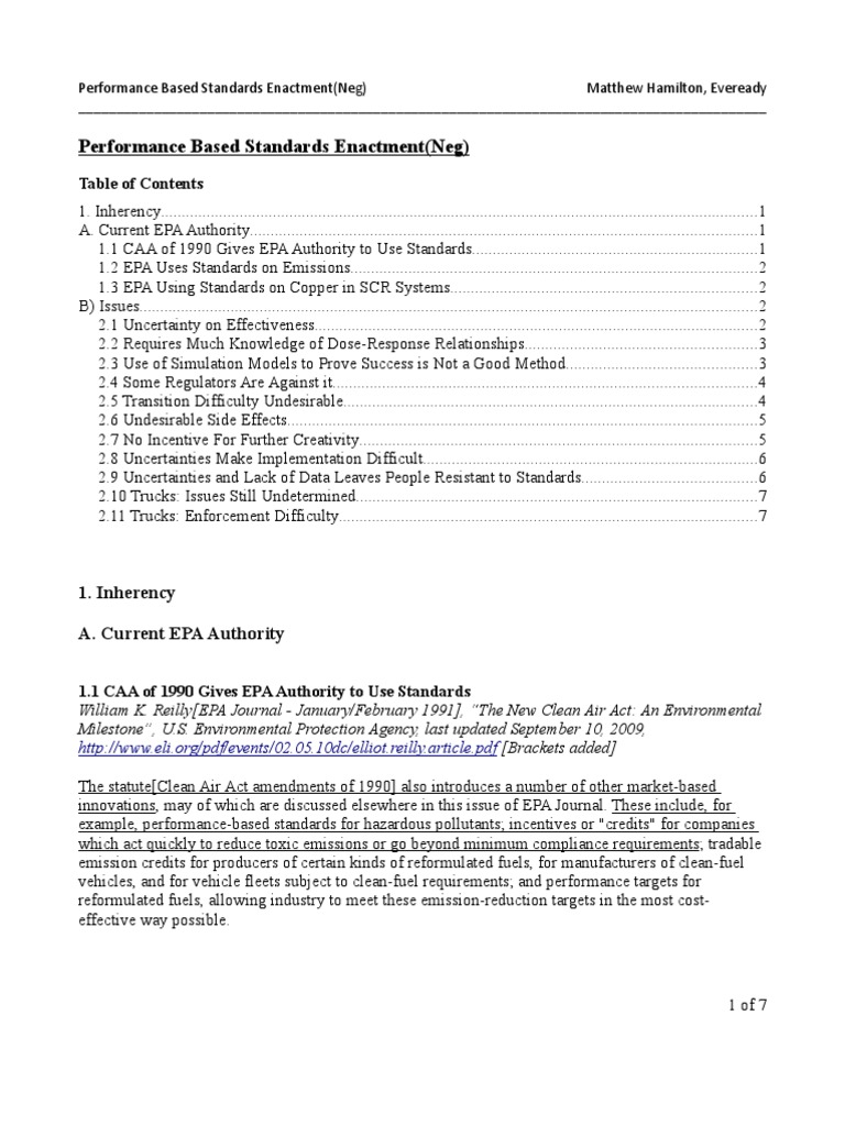 Performance Based Standards Enactment Neg MH | PDF | United States ...
