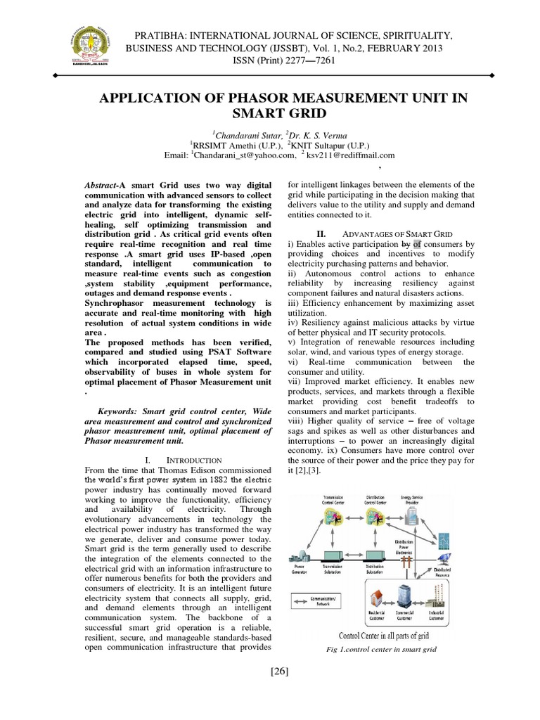 5 Application of Phasor Measurement Unit in Smart Grid | PDF ...