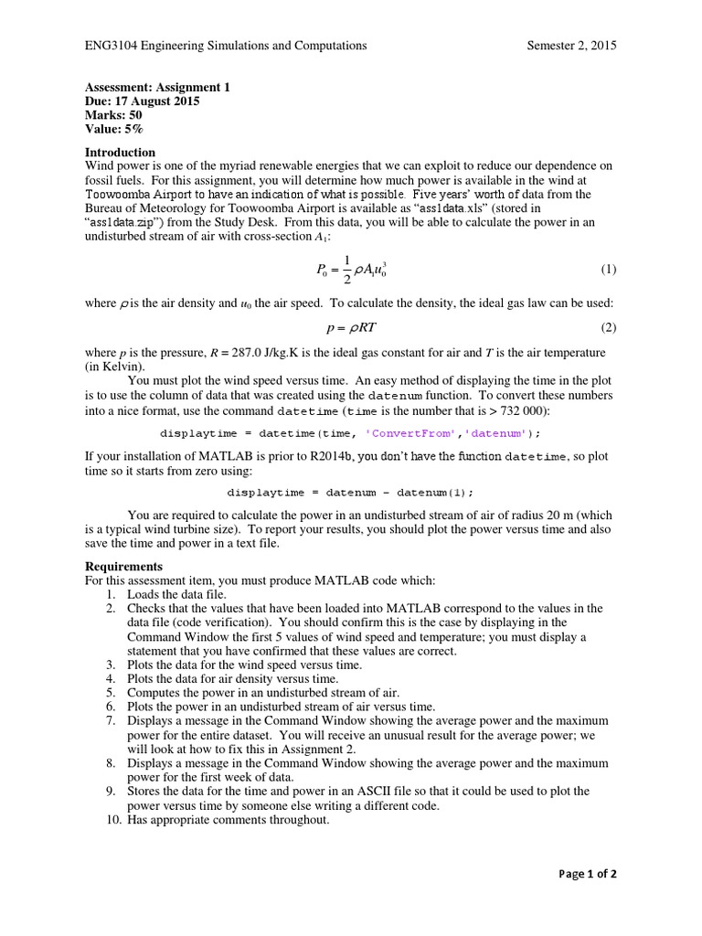 ENG3104 Assignment 1 | PDF | Microsoft Excel | Computer File