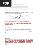 Términos Semejantes y Algebraicos Ejemplos y Ejercicios Resueltos | PDF