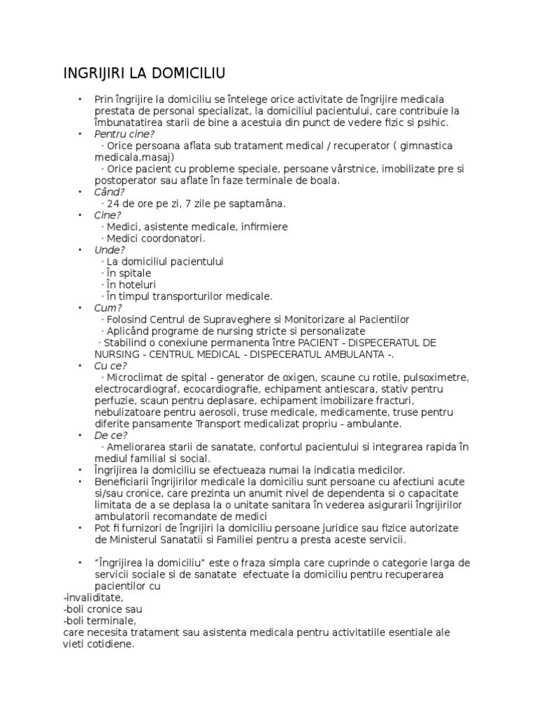 Ingrijiri La Domiciliu | PDF