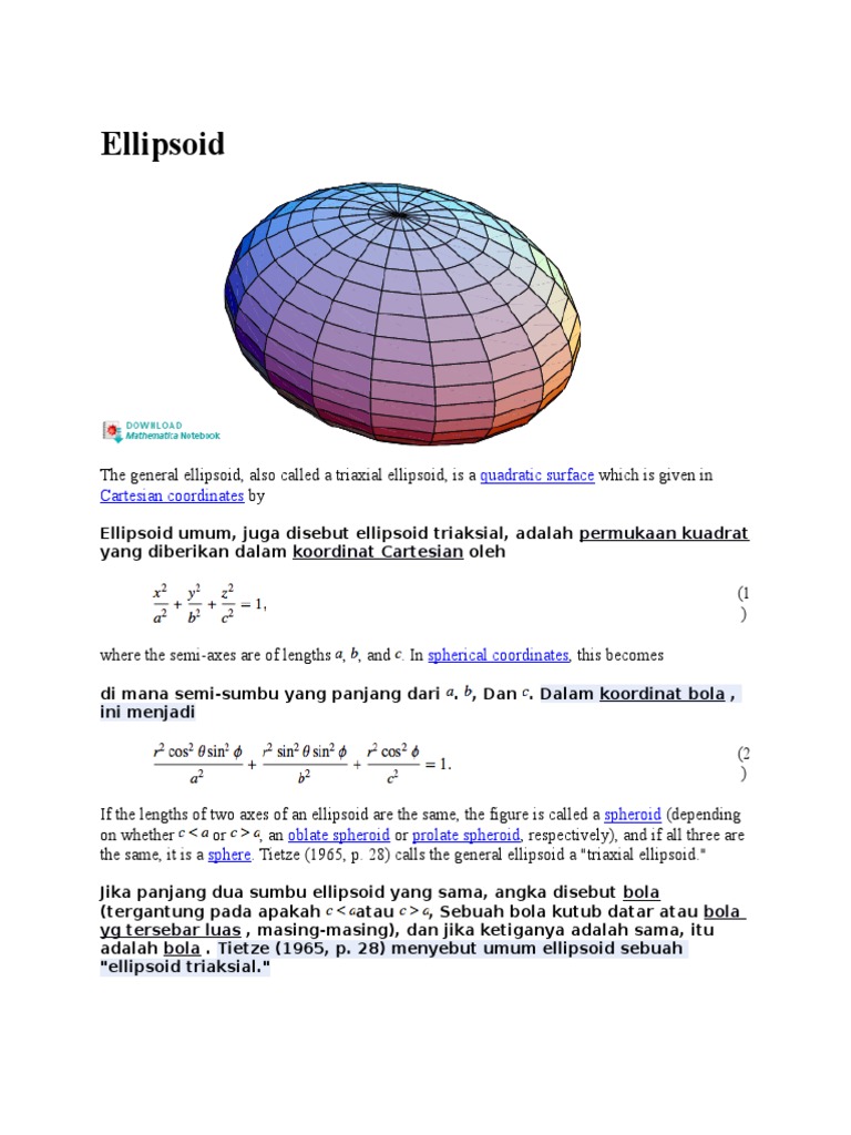 Ellipsoid | Elips | Objek Matematika
