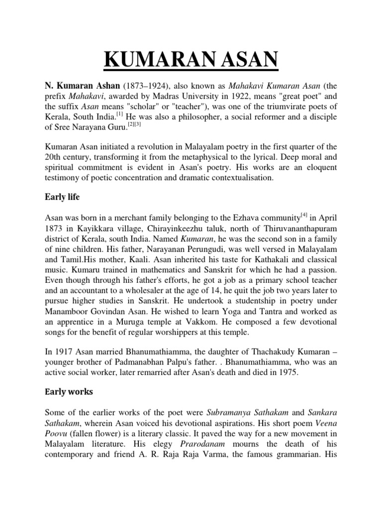 Kumaran Asan | PDF | Indian Religions | Poetry